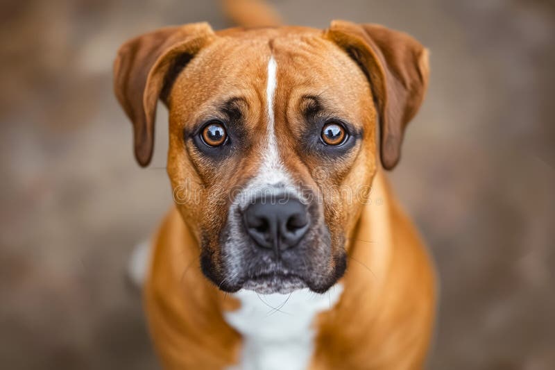 A Brown and White Dog Looking Up at the Camera. Generative AI Stock ...