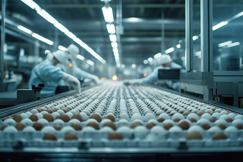 Modern Egg Packaging Facility with Synchronized Conveyor and Automated ...