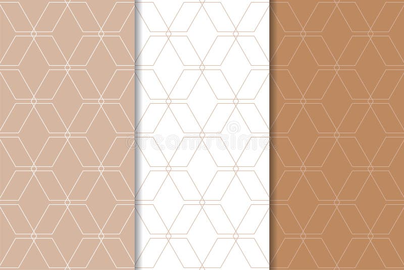 Brown and White Geometric Ornaments. Set of Seamless Patterns Stock ...