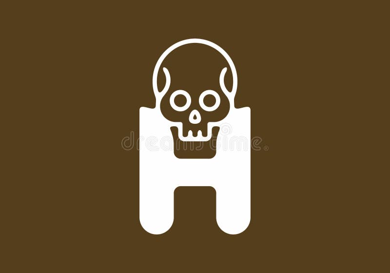 Brown White H Initial Letter with Skull Head Stock Vector ...