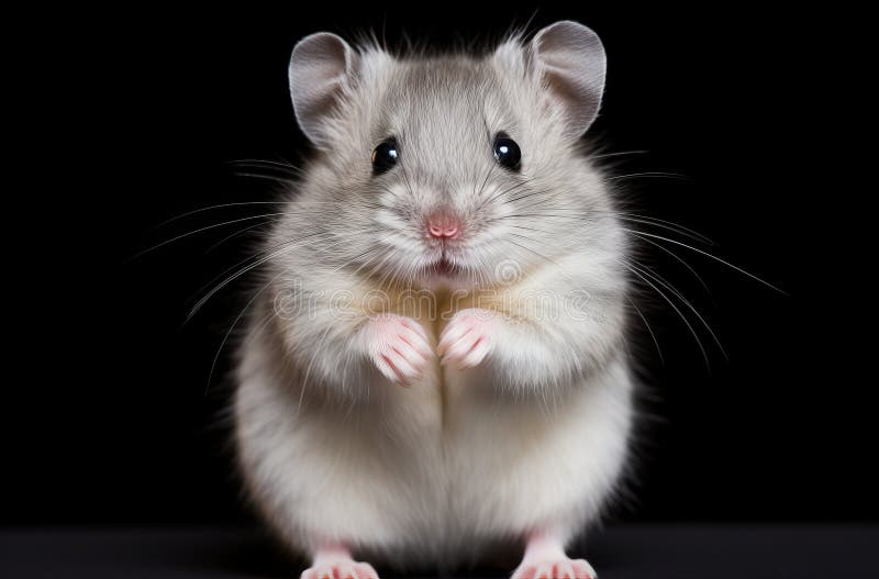 Adorable Hamster Posing in Darkness Stock Image - Image of studio ...