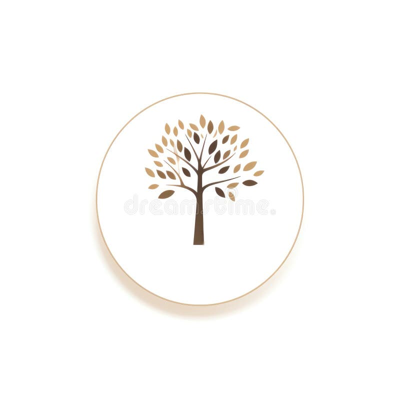 Simplistic Tree Circle Illustration on White Stock Illustration ...