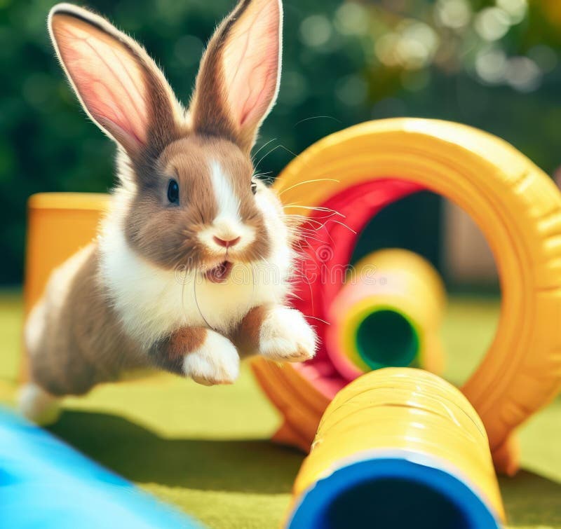 Rabbit Agility Course stock illustration. Illustration of kitten ...