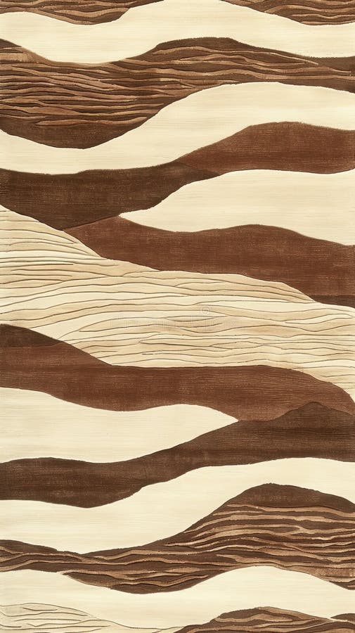 Brown and White Rug with Wavy Lines Stock Illustration - Illustration ...