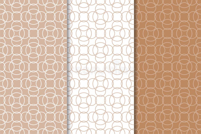 Brown and White Set of Geometric Seamless Patterns Stock Vector ...