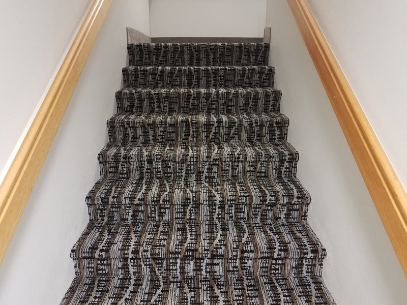 Brown and White Waves on Rug in Stairs Stock Image - Image of fabric ...