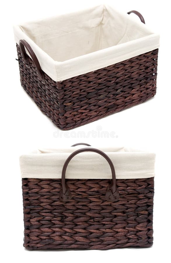 Brown Wicker Basket - 2 Angles Stock Image - Image of handle ...
