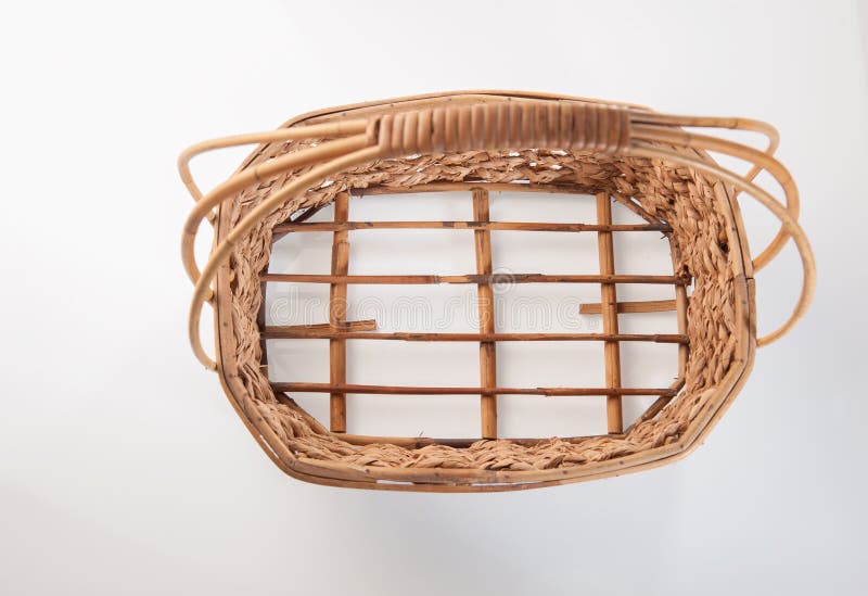 Brown Wicker Basket Top View on White Background Stock Image - Image of ...