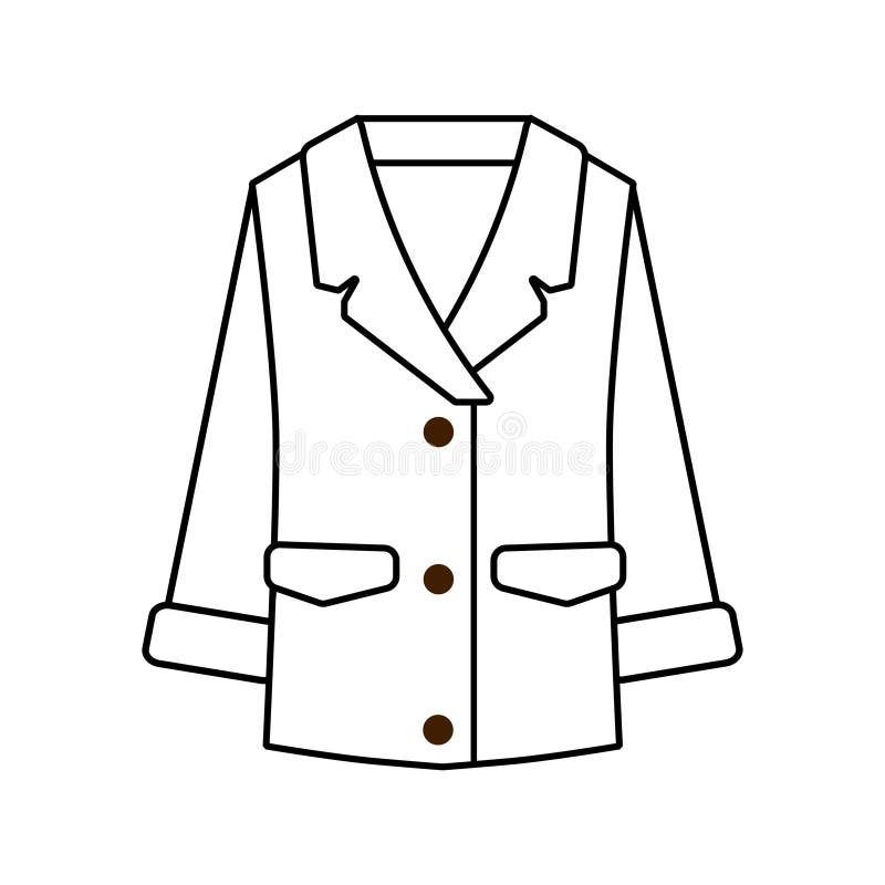 Brown Winter Coat Outline only Vector Stock Illustration - Illustration ...