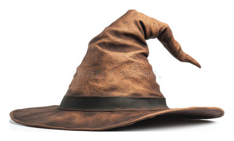 Brown Wizard Hat with Pointed Tip and Wide Brim, Magical Accessory ...