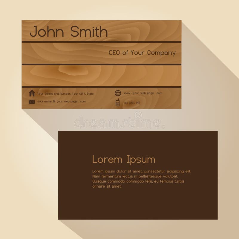 Brown Wood Simple Business Card Design Eps10 Stock Vector ...