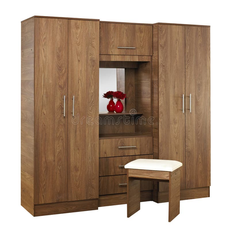 Brown Wood Wardrobe Isolated on White Background Stock Photo - Image of ...