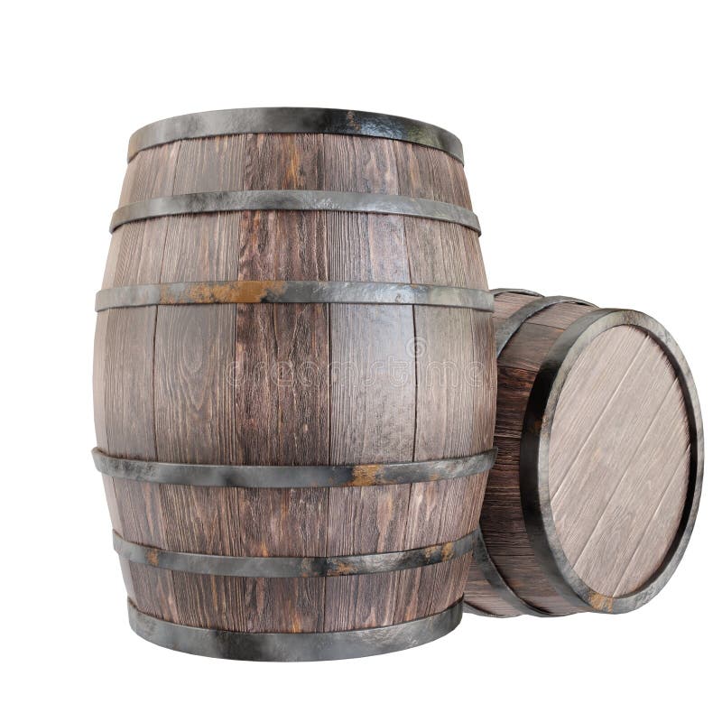Brown Wooden Barrel Cask. Realistic 3D Render Stock Illustration ...