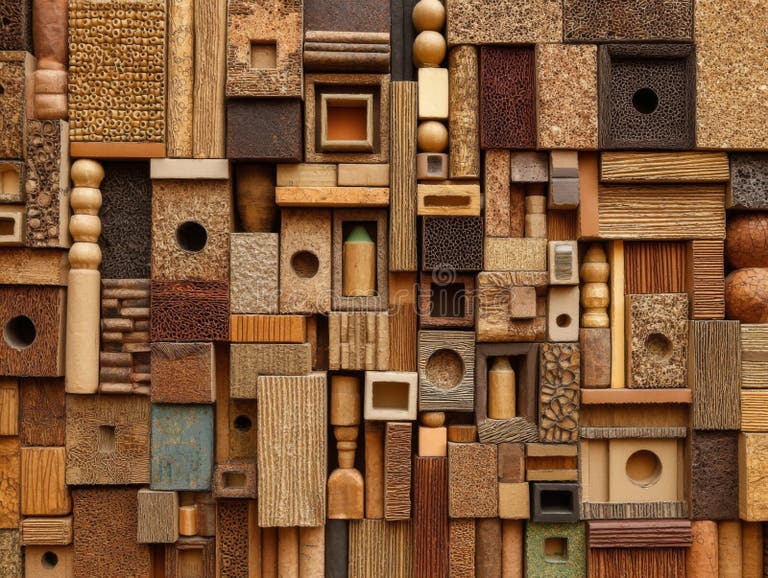 Brown Wooden Blocks Collage Texture Background Stock Illustration ...