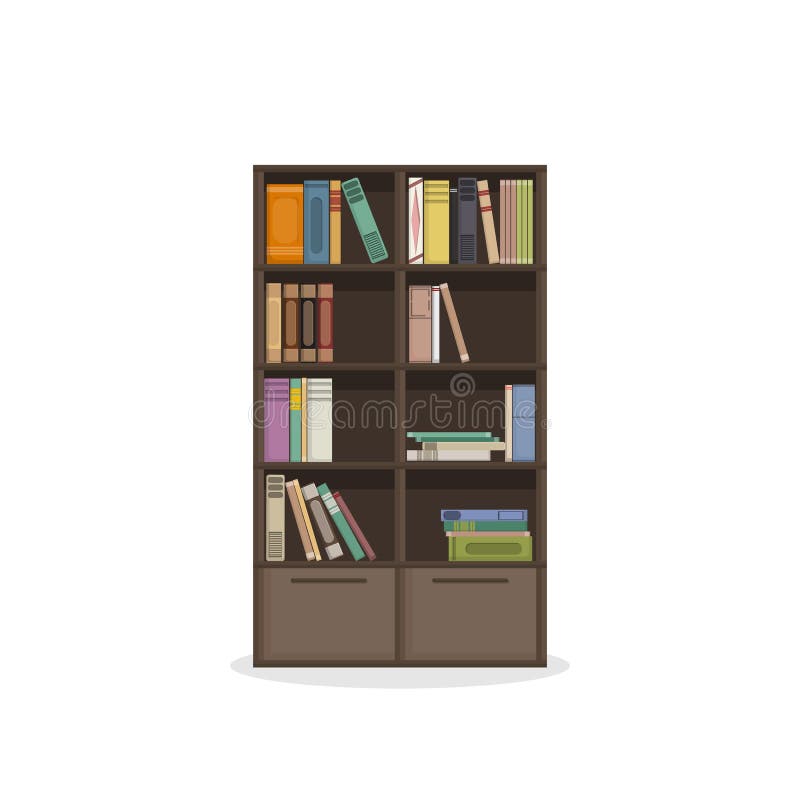 Brown Wooden Bookcases, Flat Style Stock Vector - Illustration of graphic, bookcase: 94973738