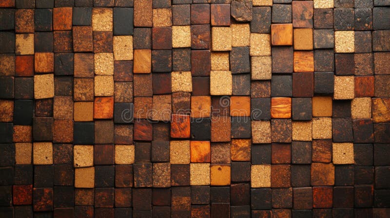 Brown Wooden Cube Mosaic Wall Texture Stock Illustration - Illustration ...