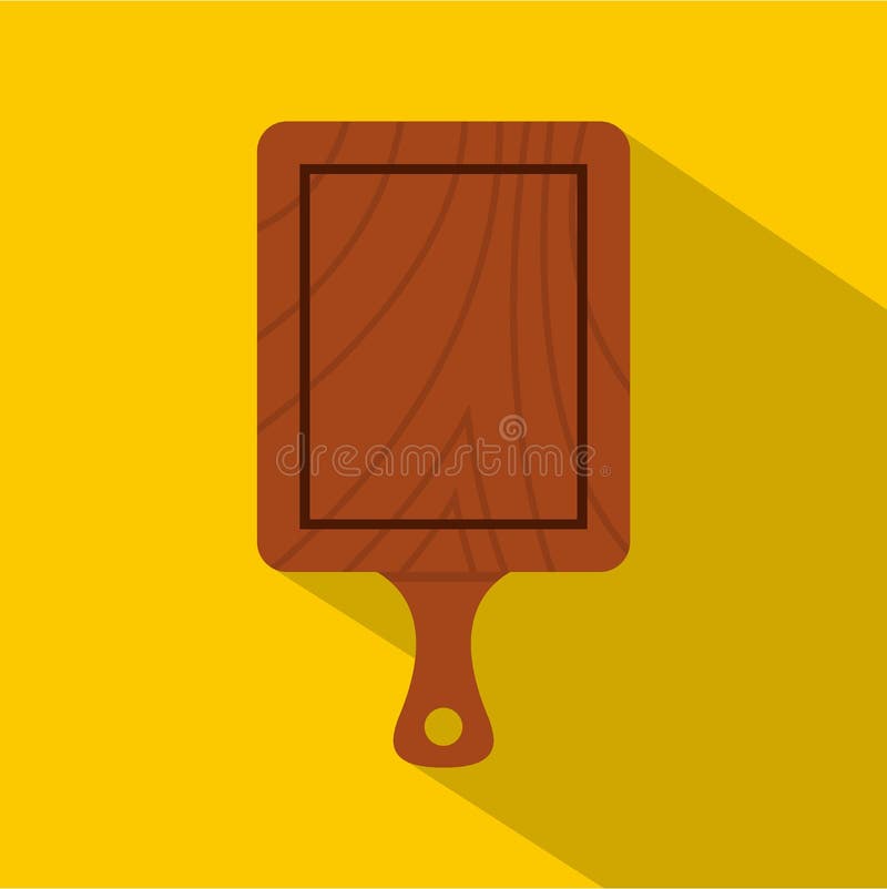 Brown Wooden Cutting Board Icon, Flat Style Stock Vector - Illustration ...