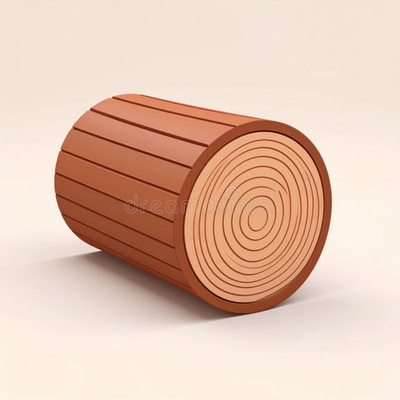 Brown Wooden Log Cross Section 3D Render Stock Illustration ...