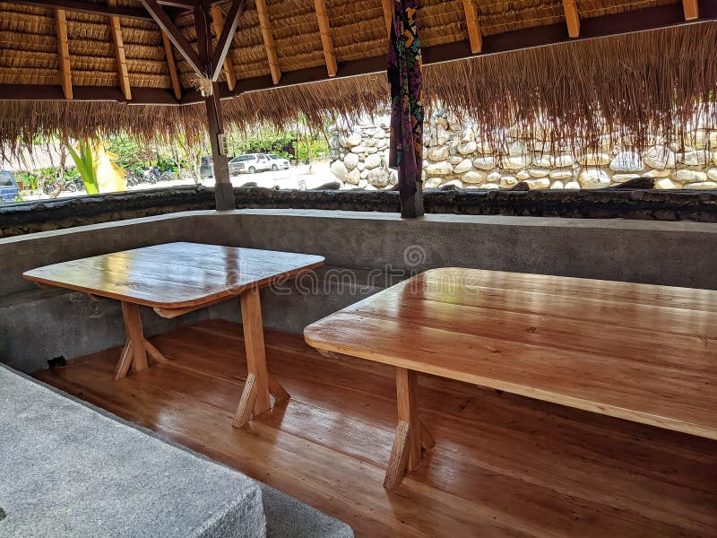 Brown Wooden Table Inside the Gazebo Stock Photo - Image of romantic ...