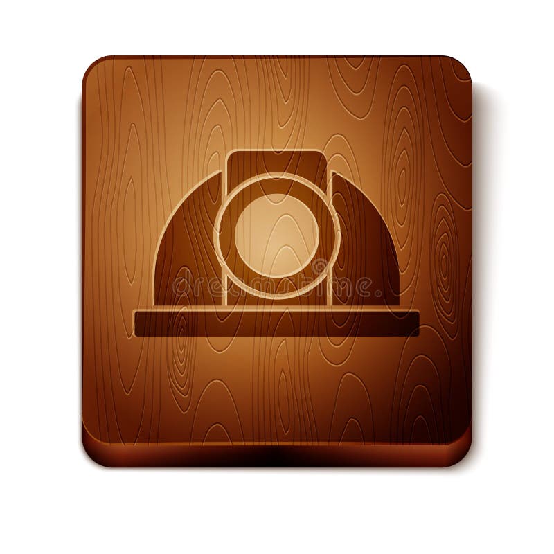 Brown Worker Safety Helmet Icon Isolated on White Background. Wooden ...
