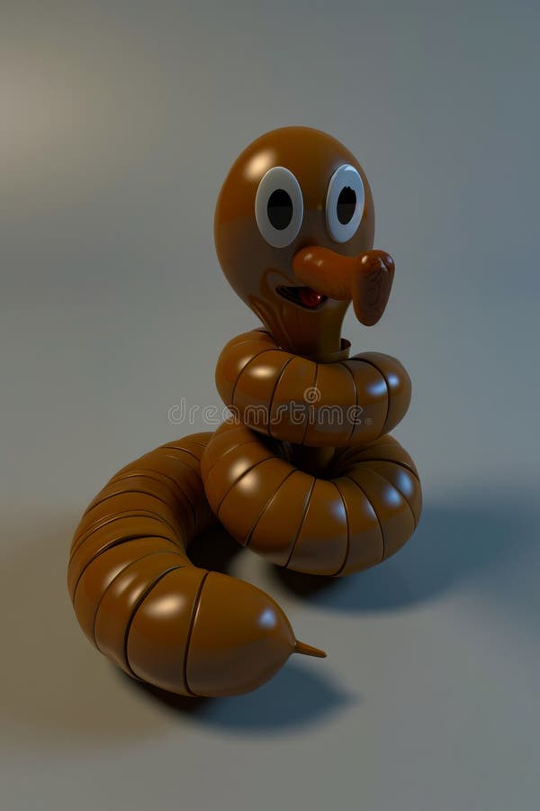 A Brown Worm with Eyes and a Mouth Stock Photo - Image of mouth, snail ...