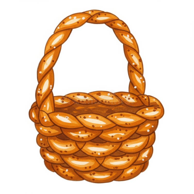 Brown Woven Bread Basket Illustration Stock Illustration - Illustration ...