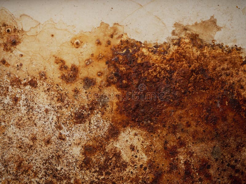 Brown and Yellow Rust and Dirt on White Enamel. Rusted Brown and White ...
