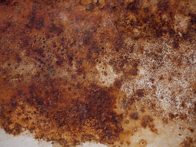 Brown and Yellow Rust on White Enamel. Rusted Brown and White Abstract ...