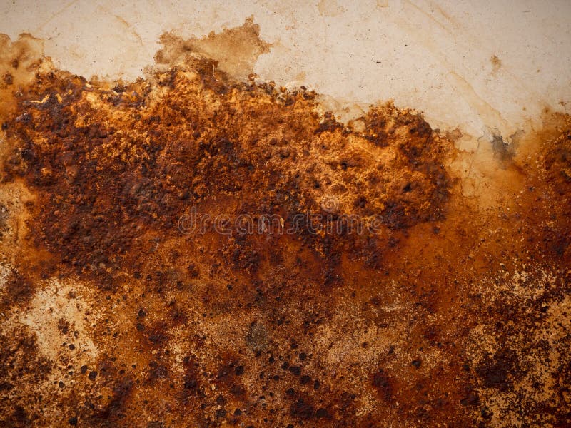 Brown and Yellow Rust on White Enamel. Stock Photo - Image of material ...