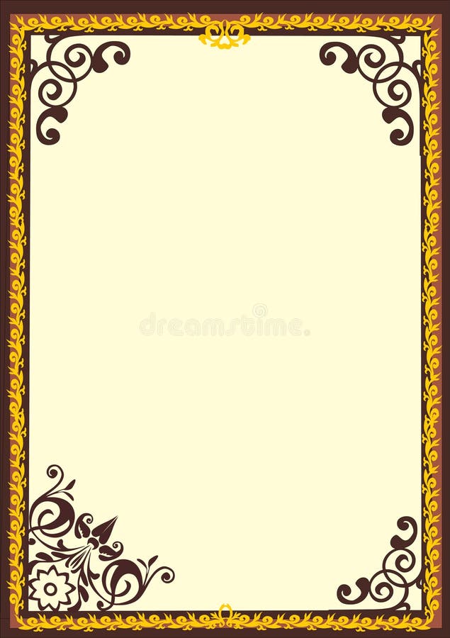 Brown and Yellow Simple Frame Stock Vector - Illustration of scroll ...