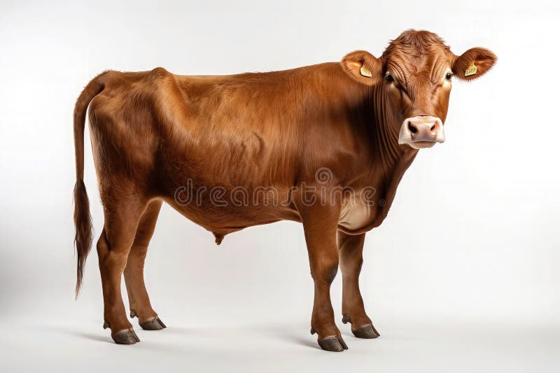 Brown Young Bull on a White Background Stock Illustration ...