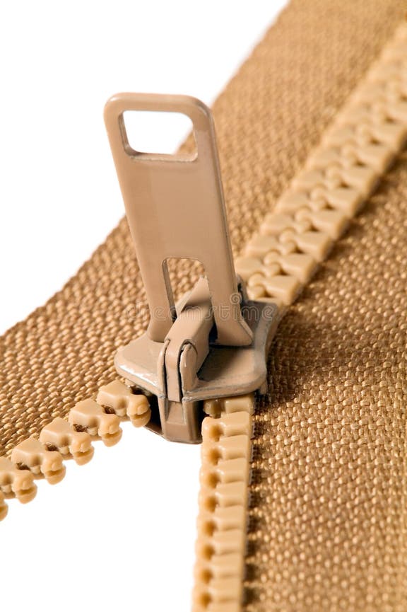 Brown zip with metal teeth stock photo. Image of sewing - 29680864