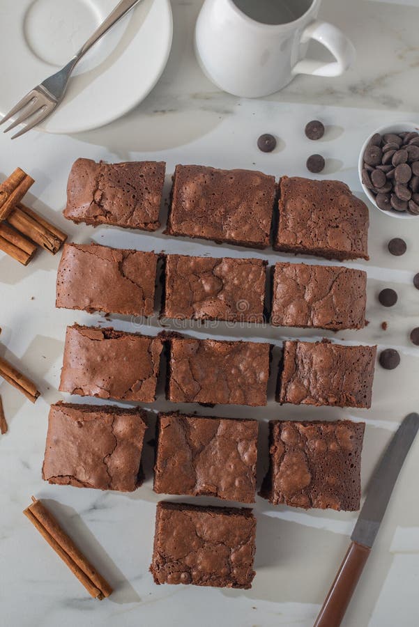 Brownie Cake. Dark Chocolate Brownie on a Table Stock Photo - Image of ...