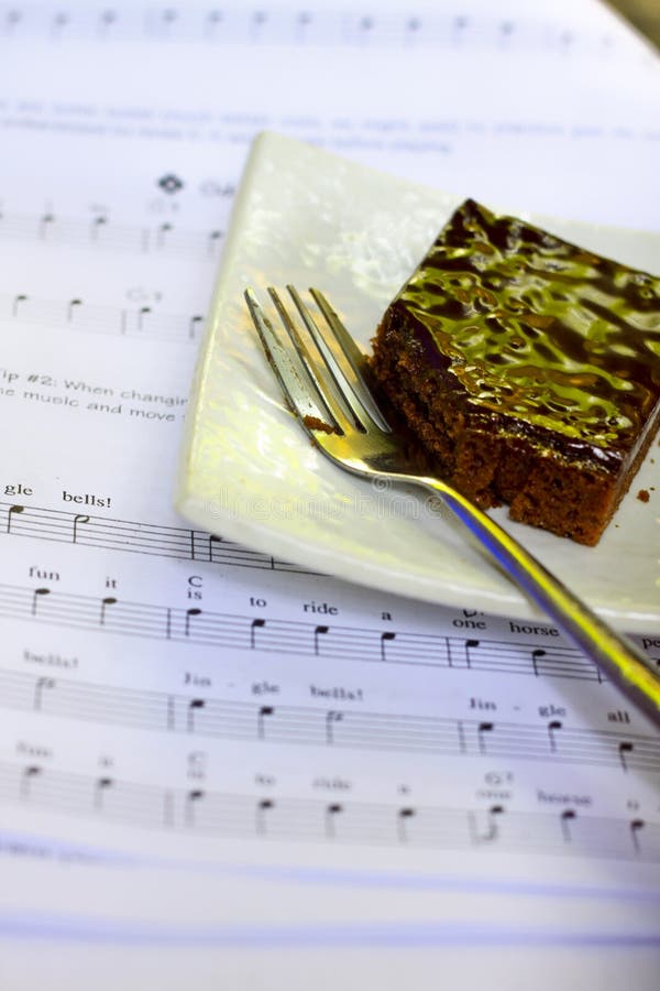 Brownie on the paper note stock photo. Image of dessert - 14286238