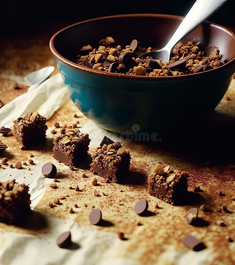 Brownies, Chocolate Cake Bites and Chocolate Chips on the Baking Table ...