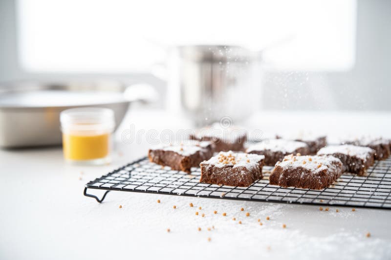 Brownies with Powdered Sugar on a Wire Cooling Rack Stock Illustration ...