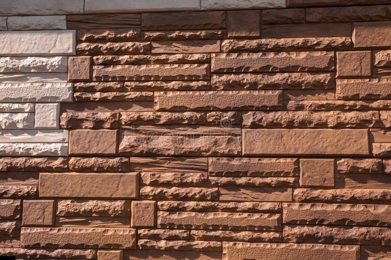 Brownish Beige Stone Wall Cladding Stock Image - Image of material ...