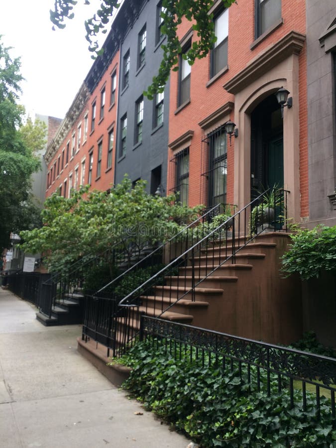 Modern Brownstone Condo Town Homes Stock Photo - Image of fence ...