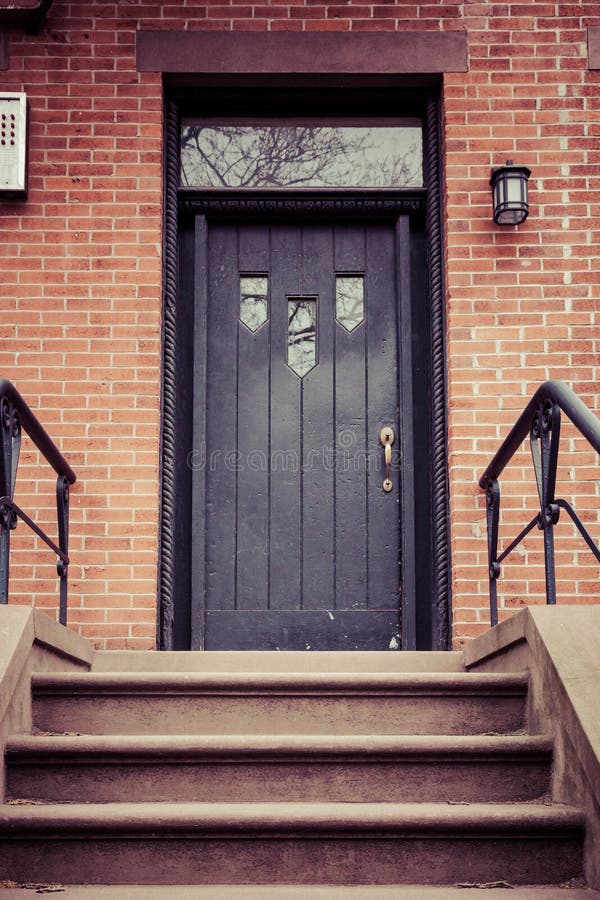 Brownstone Entrance with Gate Stock Photo - Image of spring ...