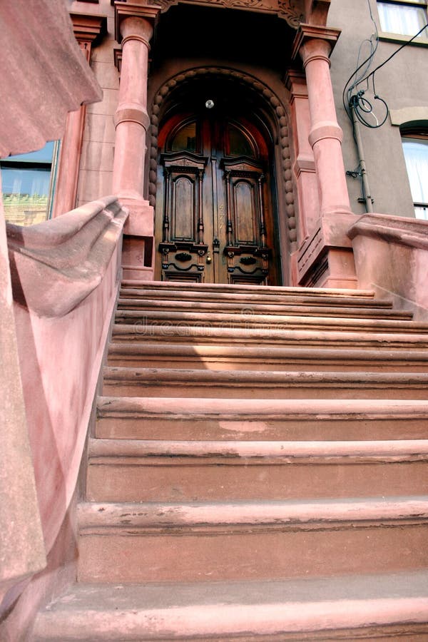 Brownstone stairs stock image. Image of leading, window - 2215583