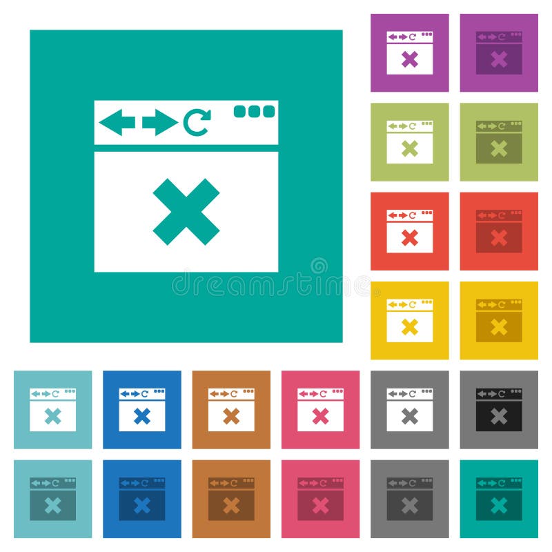Browser Cancel Square Flat Multi Colored Icons Stock Vector - Illustration of pictograms ...