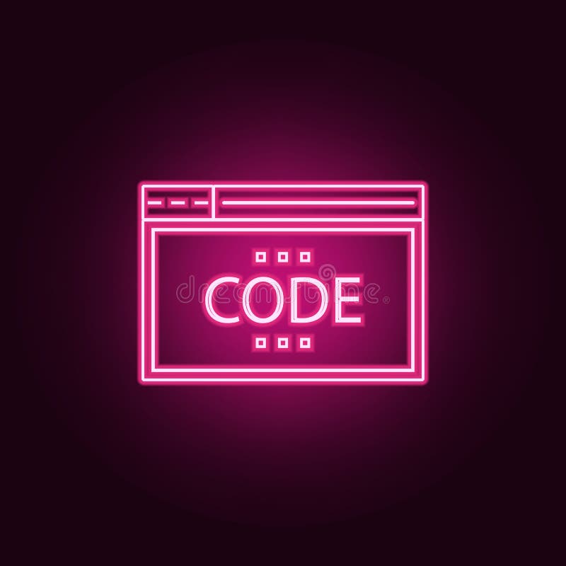 Browser Coding Icon. Elements of Web Development in Neon Style Icons ...
