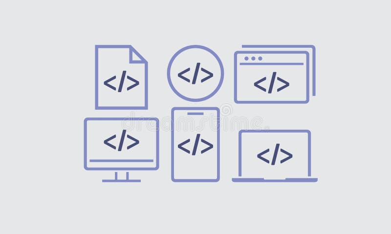 Browser Computer Laptop App Program Code Development Icon, Coding Screen. it Technology, Website ...