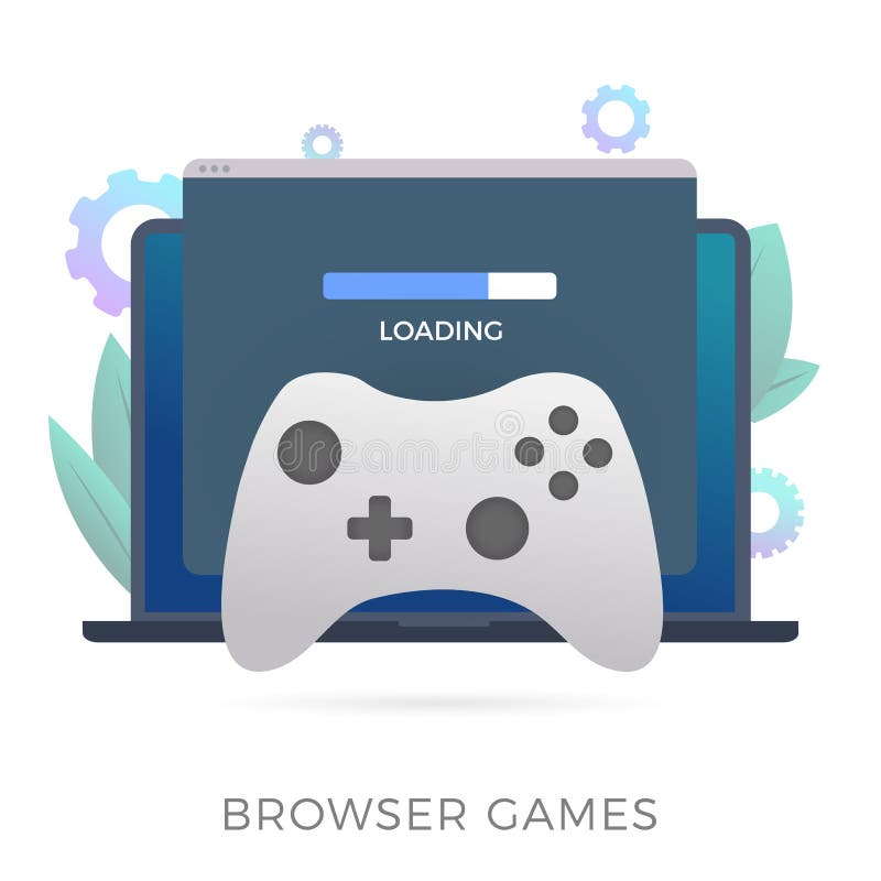Browser Games Flat Vector Icon. a Laptop with an Open Browser Window in ...