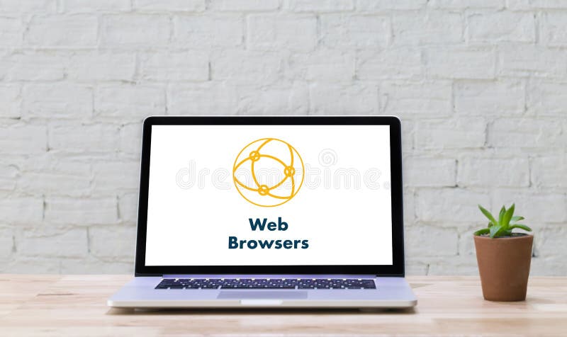 Browser Http Man Use Computer Web Browsers Online Networking Con Stock ...