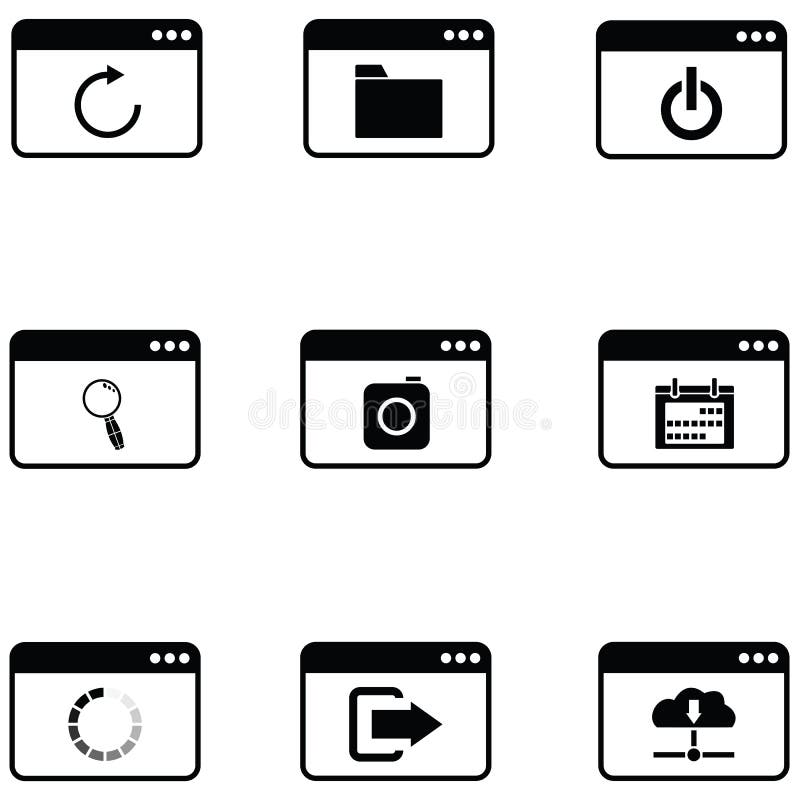 Browser icon set stock vector. Illustration of white - 138956605