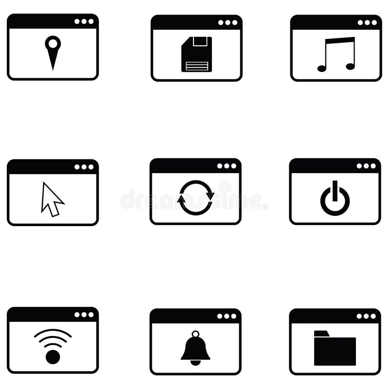 Browser icon set stock vector. Illustration of black - 138956444