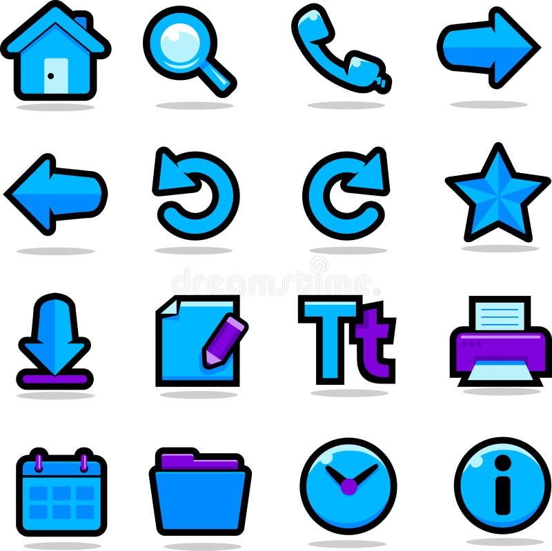 Browser icons set stock vector. Illustration of printer - 24416317