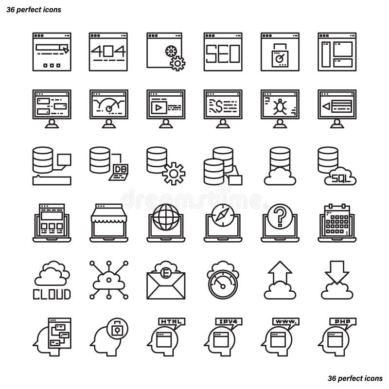 Browser and Interface Color Line Icons Perfect Stock Vector ...