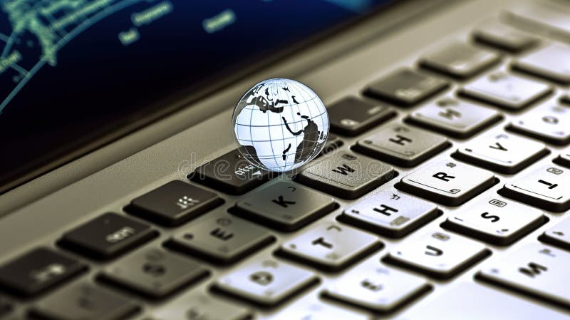 Browser. Internet Concept.. Earth on Laptop Keyboard. Generative Stock ...
